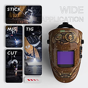 YESWELDER Large Viewing Screen 3.93"X3.66" True Color Solar Power Auto Darkening Welding Helmet, 4 Arc Sensor, for TIG MIG Arc Weld Grinding Welder Mask LYG-17800F-ST