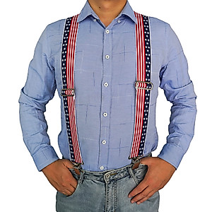 MELOTOUGH Men's Suspenders Fully Elastic 2 inch Wide X back Heavy Duty Tradesperson's Pant Suspender (New USA)