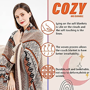 SahSahCasa Bohemian Knitted Throw Blanket wiz Tassels, Brown Throw Blanket for Sofa, Couch, Bed, Camping, Bohemian Decor for Room, Bedroom, Living Room