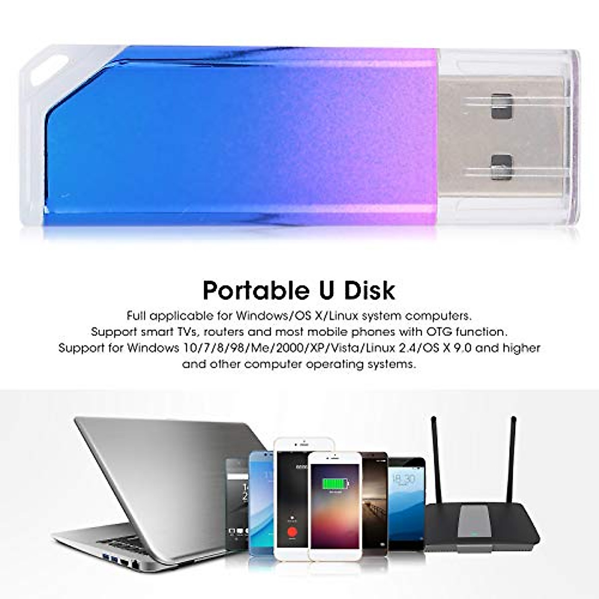PUSOKEI USB3.0 Flash Drive, Color Gradient Mini U Disk 8GB / 16GB / 32GB / 64GB / 128GB, for Windows/OS X/Linux System Computer, TVs with OTG Functions, TV Boxes(128G)