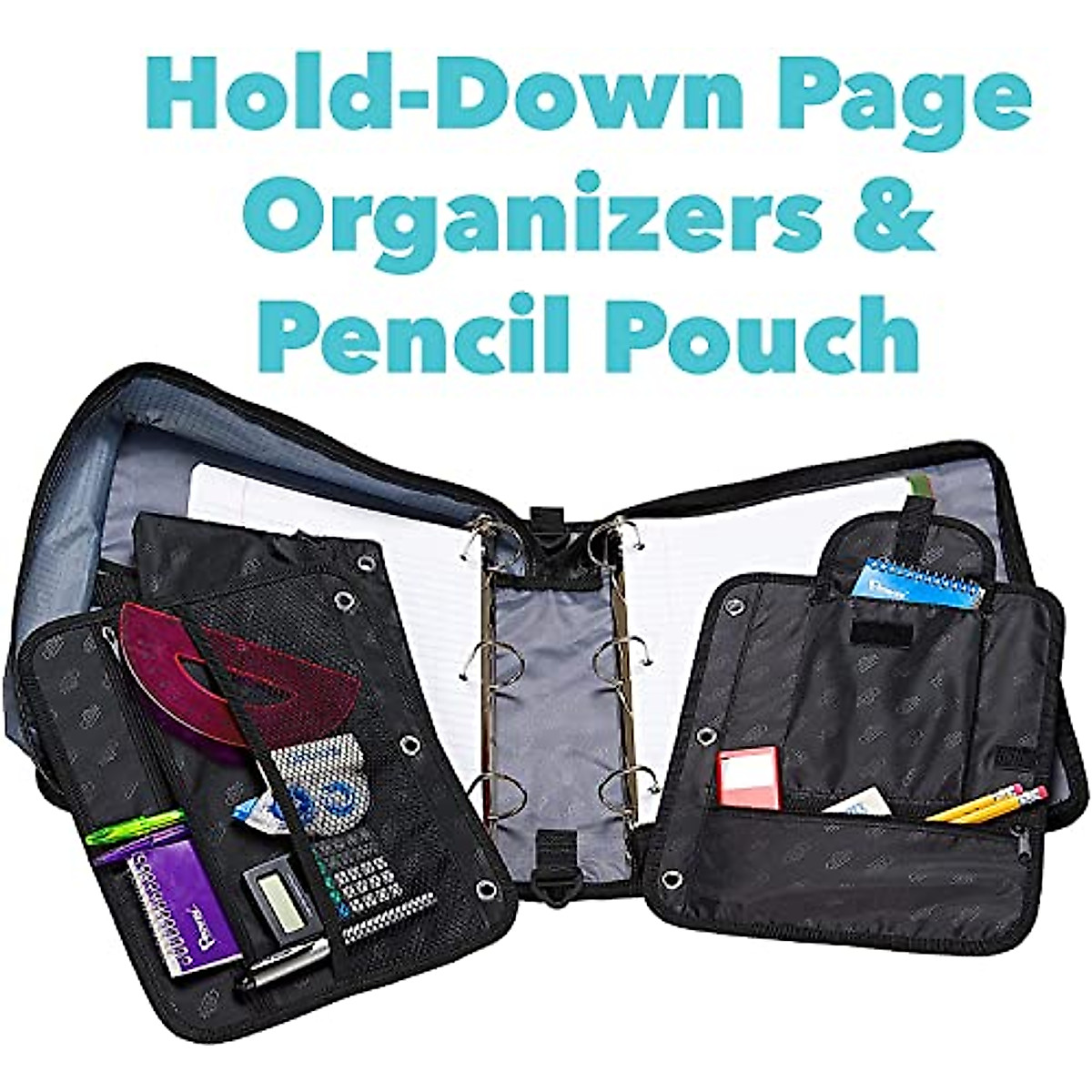 Case-it The Dual 2-in-1 Zipper Binder - Two 1.5 Inch D-Rings - Includes Pencil Pouch - Multiple Pockets - 600 Sheet Capacity - Comes with Shoulder Strap - Mint Blue Dual-101