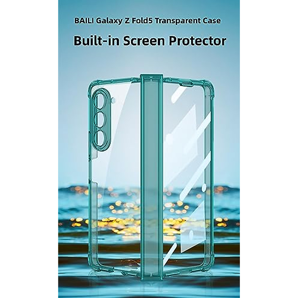 BAILI Galaxy Z Fold5 Transparent Case,HD Clear TPU Cover for Samsung Galaxy Z Fold5,Ultra-Slim Z Fold5 Case Built-in Screen Protector,Crystal Clear Four Corners Protective Cover for Fold5-Clear