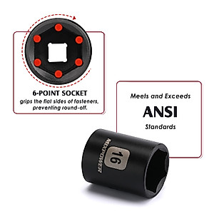 MIXPOWER 13 Pieces 3/8-Inch Drive Shallow Impact Socket Set, 7mm to 19mm, CR-V, Metric, 6 Point, Shallow, 13 Pieces 3/8" Dr. Socket