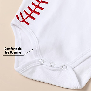 Chichoo Newborn Baby Boy Girl Bodysuit Baseball Sport Outfit Clothes Interlock 195 Gsm 0-24 Months (Baseball, 0-3 Months)