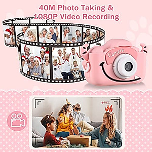 Wennzy Mini Cartoon Kids Digital Camera 1080P Digital Video Camera for Kids Dual Lens 2.0 Inch IPS Screen Built-in Battery Cute Photo Frames Featured Birthday for Boys Girls