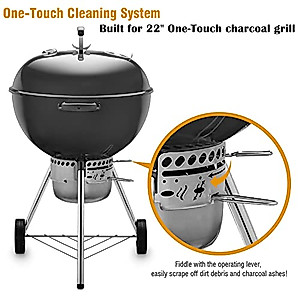 22-1/2-Inch One-Touch Cleaning System Kit for Weber Kettle Grills, Suitable Replacement Weber Grill Parts, Silver