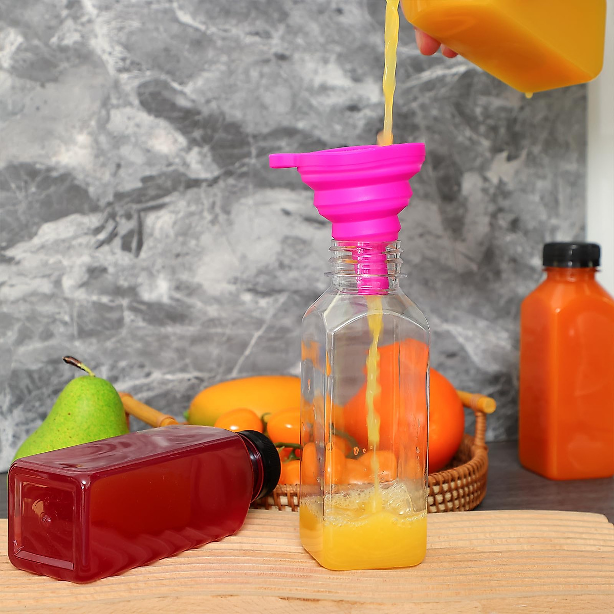Moretoes 36pcs 12oz Plastic Juice Bottles with Caps, Bulk Clear Empty Juicing Bottle Containers with Lids for Juicing Drinking Milkshake Tea