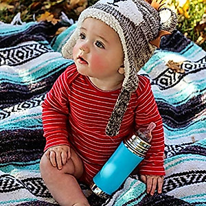 Pura Kiki Infant Baby Bottle Gift Set - BPA-Free, Stainless Steel, Anti-Colic, Silicone Starter Feeding for Breastmilk & Formula - Aqua & Green, 3-18 Months