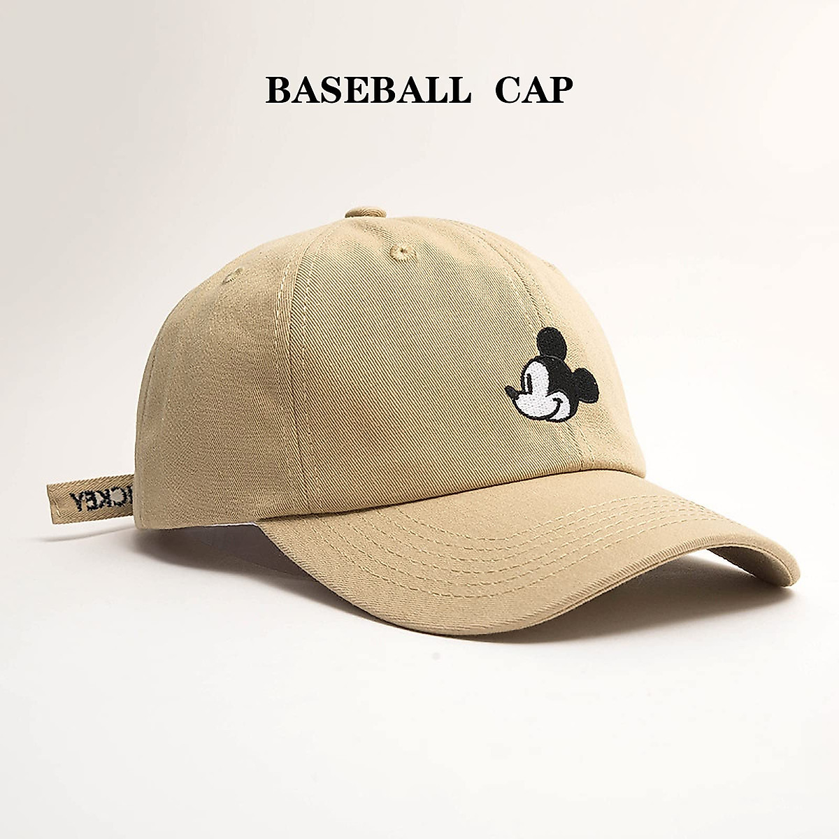 Cartoon Baseball Cap Embroidery and Printing Sun Hats Men Women Hip Hop Baseball Hat for Outdoor Sports Decoration (Khaki)