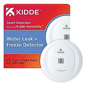 Kidde WiFi Water Leak Detector & Freeze Alarm, Alexa Device, Smart Leak Detector for Homes with App Alerts,White
