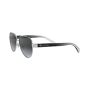 Coach HC7111 Sunglasses, Silver/Dark Grey Gradient Polarized, 57 mm
