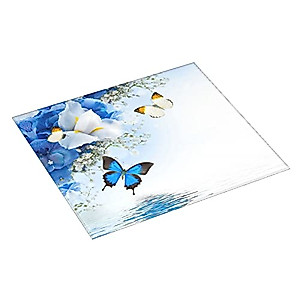 Flowers and Butterfly Printed Drying Mat For Kitchen Ultra Absorbent Microfiber Dishes Drainer Mats Non-Slip Silicone Quick Dry Pad - 18 X 16inch