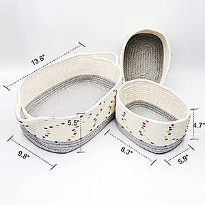 Set of 3 Small Woven Baskets | Nursery Basket Organizers and Storage | Nursery Basket for Dog Toy Basket | Cute Basket for Small Storage | Rope Nursery Storage Basket