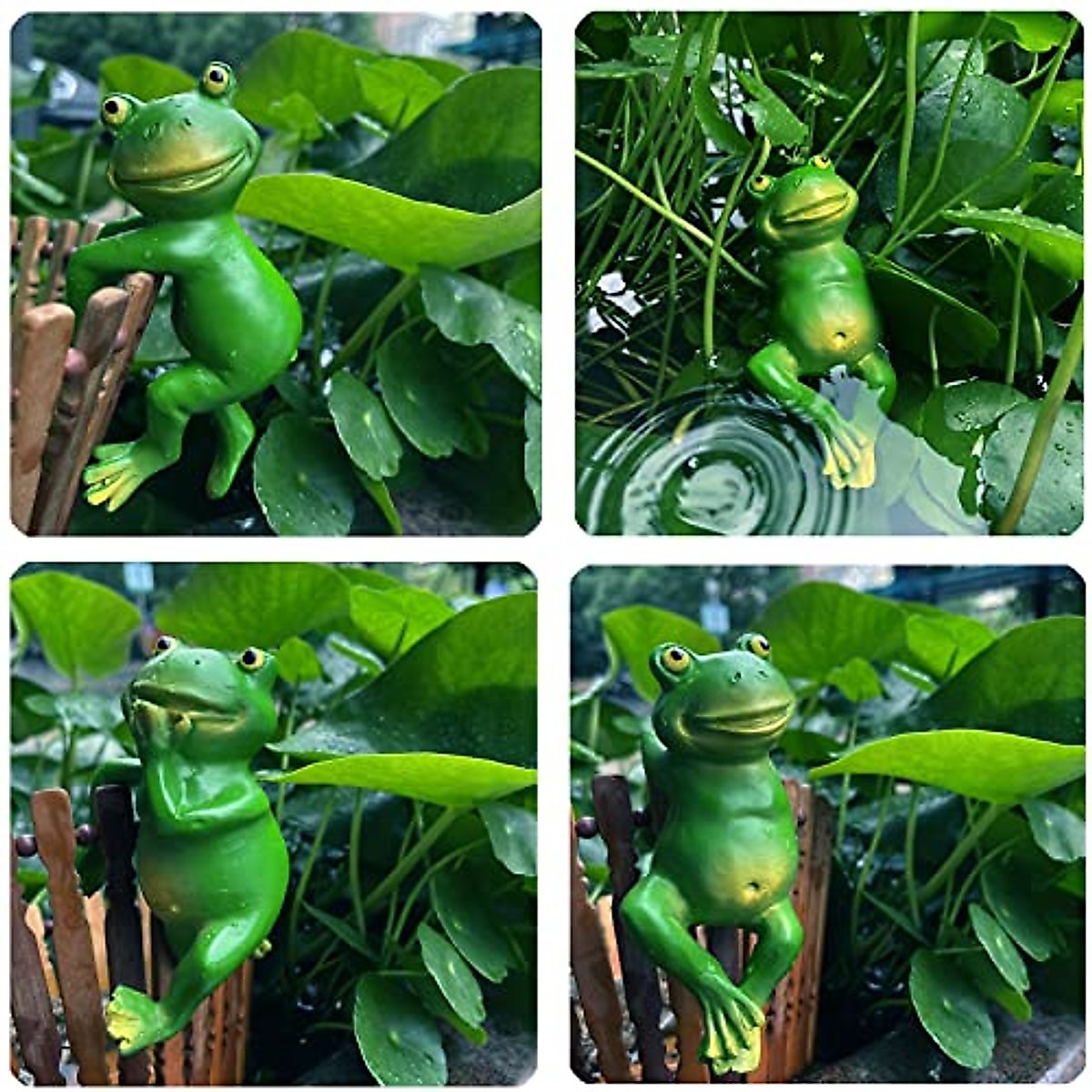 VEEBELL Frog Garden Statues Outdoor Décor, Hanging Animal Resin Statues Collectible Figurine for Garden Decoration for Flower Pot/Fence Patio Yard Art Pond Lawn Outdoor Ornament, Set of 3