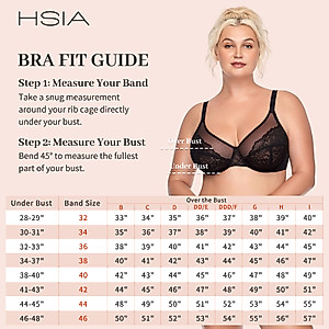 HSIA Minimizer Bras for Women Full Coverage Underwire Bras Plus Size,Lifting Lace Bra for Heavy Breast 38DD Black