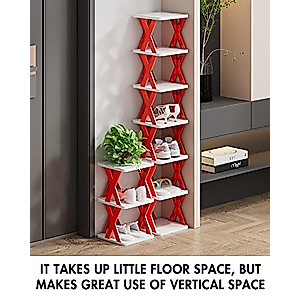 OLYGIFTS-Small Shoe Rack-Narrow Easy to Assemble Vertical Shoe Rack-Sturdy