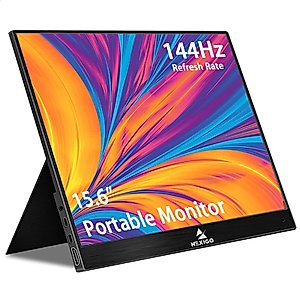 NexiGo 144Hz 15.6 Inch Portable Monitor (NG15FG), FHD IPS Computer Display, Dual Speakers Eye Care Screen with HDMI/Type C for Laptop PC/MAC/Console, Included Black Smart Cover (Renewed)