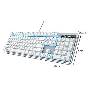 MageGee Mechanical Gaming Keyboard, Wired USB Adjustable Backlight Keyboard, New Mechanical Storm 100% Anti-ghosting Keyboard with Red Switches for Windows PC/MAC Games (White)