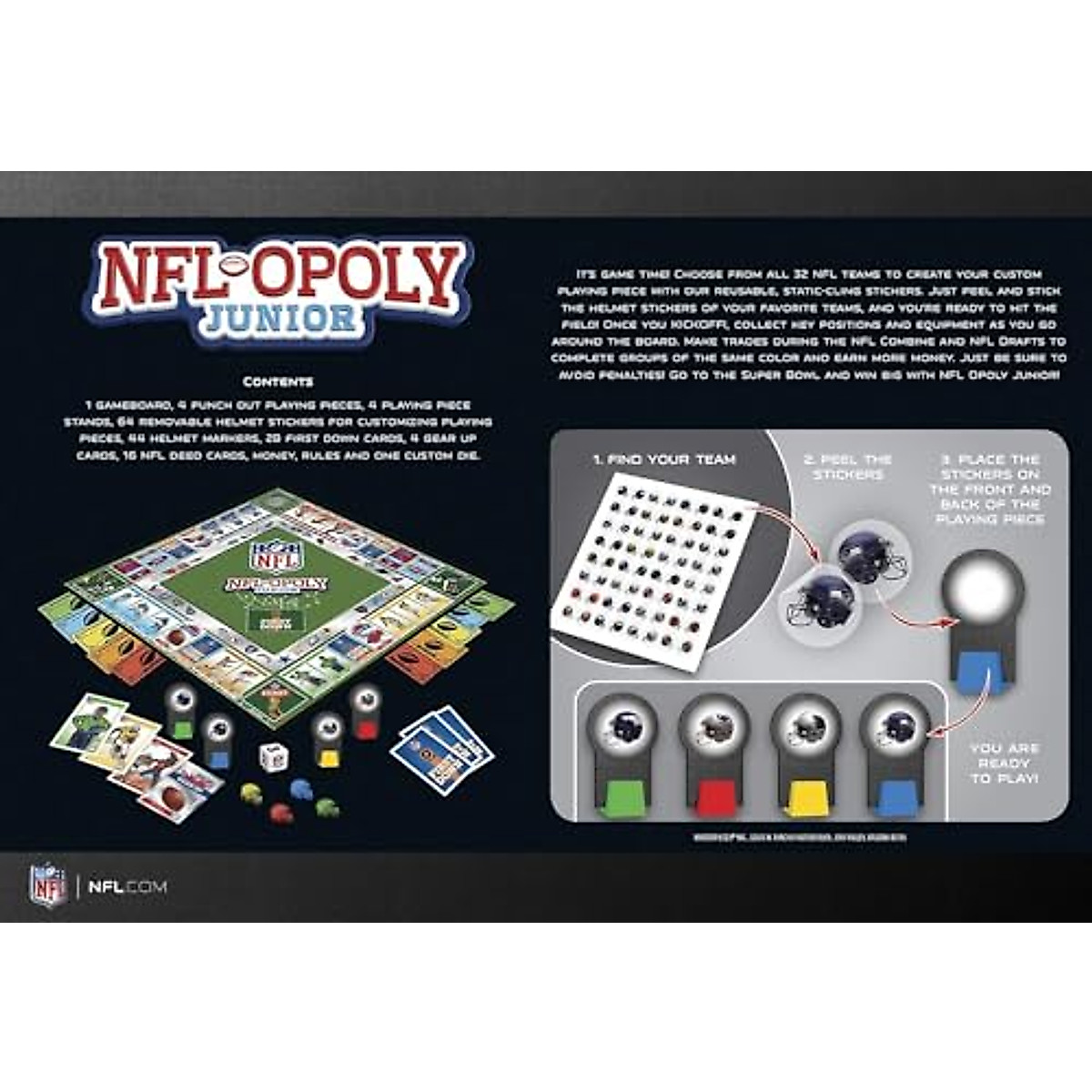 Masterpieces NFL-Opoly Junior Board Game - Collector's Edition Set for Ages 6+ - Officially Licensed NFL Opoly Jr Board Game