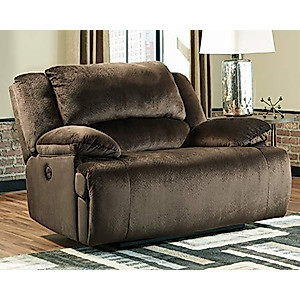 Signature Design by Ashley Clonmel Microfiber Power Zero Wall Wide Seat Adjustable Recliner, Brown