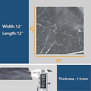 VEELIKE 24 Pack Grey Marble Floor Tiles Peel and Stick Waterproof Vinyl Flooring 12''x12'' Self Adhesive Removable Stick On Grey Vinyl Floor Tiles Stickers for Bathroom Kitchen Bedroom Basement