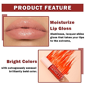 AWCCXMYM 6PCS Nude Lip Gloss Set Shine Glossy Plumping Clear Non-Sticky Matte Liquid Nude Lipstick Lip Stain Set A