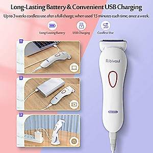 Electric Shaver for Women, Ribivaul Women's Electric Razor for Legs and Underarms, Cordless Ladies Electric Razor for Women Pubic Hair, 3-Blade in 1 Foil Shaver and Bikini Trimmer, Wet & Dry Use, Blue