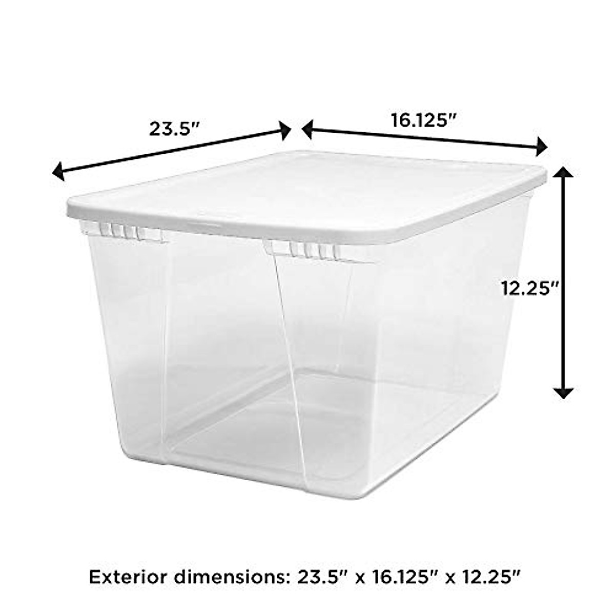 HOMZ 56 Quart Snaplock Clear Plastic Storage Tote Container Bin with Secure Lid and Handles for Home and Office Organization, 2 Pack