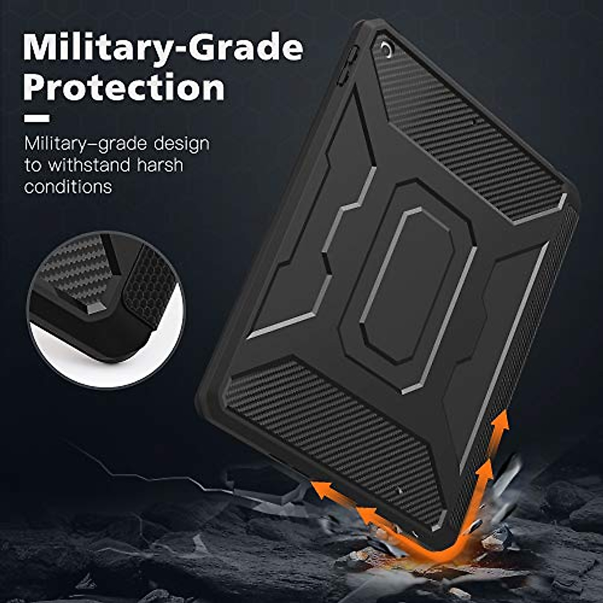 MoKo Case Fit 2018/2017 iPad 9.7 6th/5th Generation, [Built-in Screen Protector] Full-Body Shockproof Case Smart Shell Trifold Stand Cover with Auto Sleep/Wake & Pencil Holder - Black