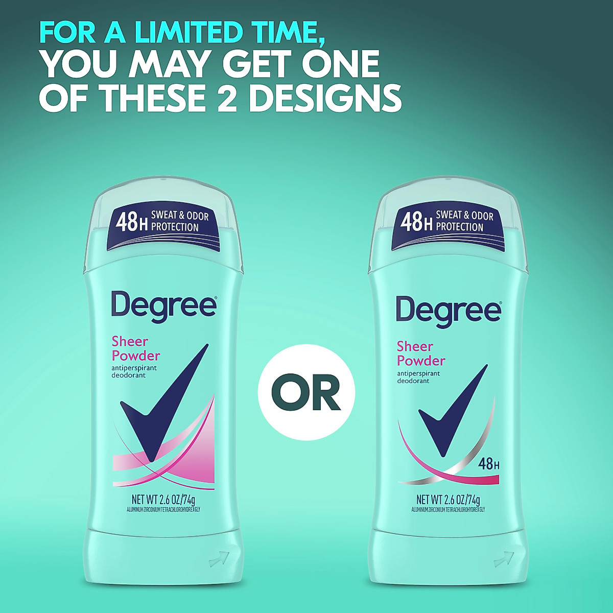 Degree Original Antiperspirant Deodorant Sheer Powder Pack of 6 48-Hour Sweat & Odor Protection Antiperspirant for Women 2.6 oz