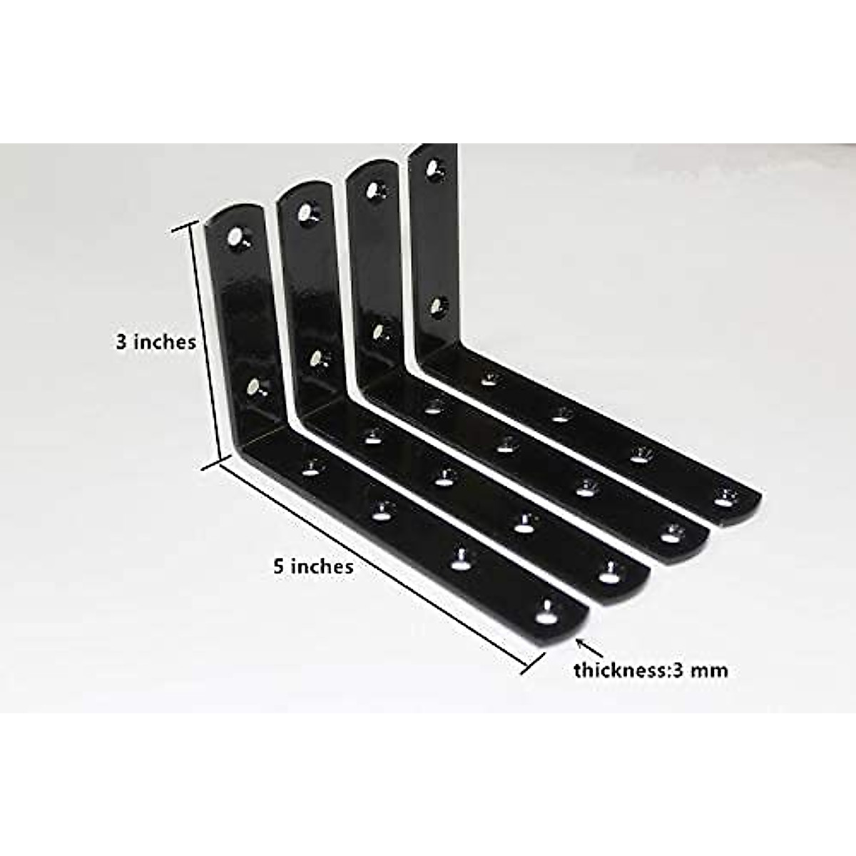 MHMYDZ 4 Pcs Black Steel Heavy Duty"L" Corner Brace Joint Angle Bracket Shelf Bracket Wall Hanging with Screws 125mmX75mm/5 InchX3 Inch Decorative Corner Brackets Joint Angle Bracket