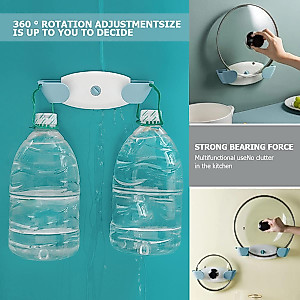 DOERDO 2Pcs Wall Mount Pot Lid Organizer, Adjustable Wall Mount Pot Lid Rack and Pan Organizer for Kitchen, 2Blue