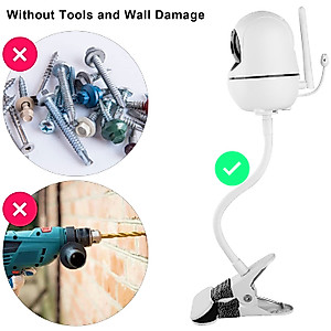 iTODOS Baby Monitor Mount Compatible with HelloBaby HB65/HB6550/HB6558/HB66/HB248,ANMEATE SM935E/SM650 Baby Monitor, 8inches Flexible Arm,Baby Camera Mount Attach Your Baby Cam Wherever