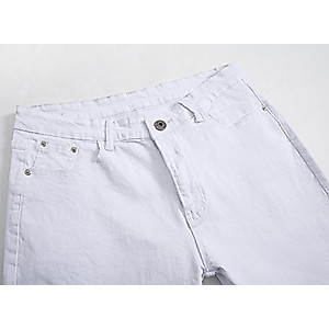 Men's White Skinny Slim Fit Stretch Straight Leg Fashion Jeans Pants, 33W