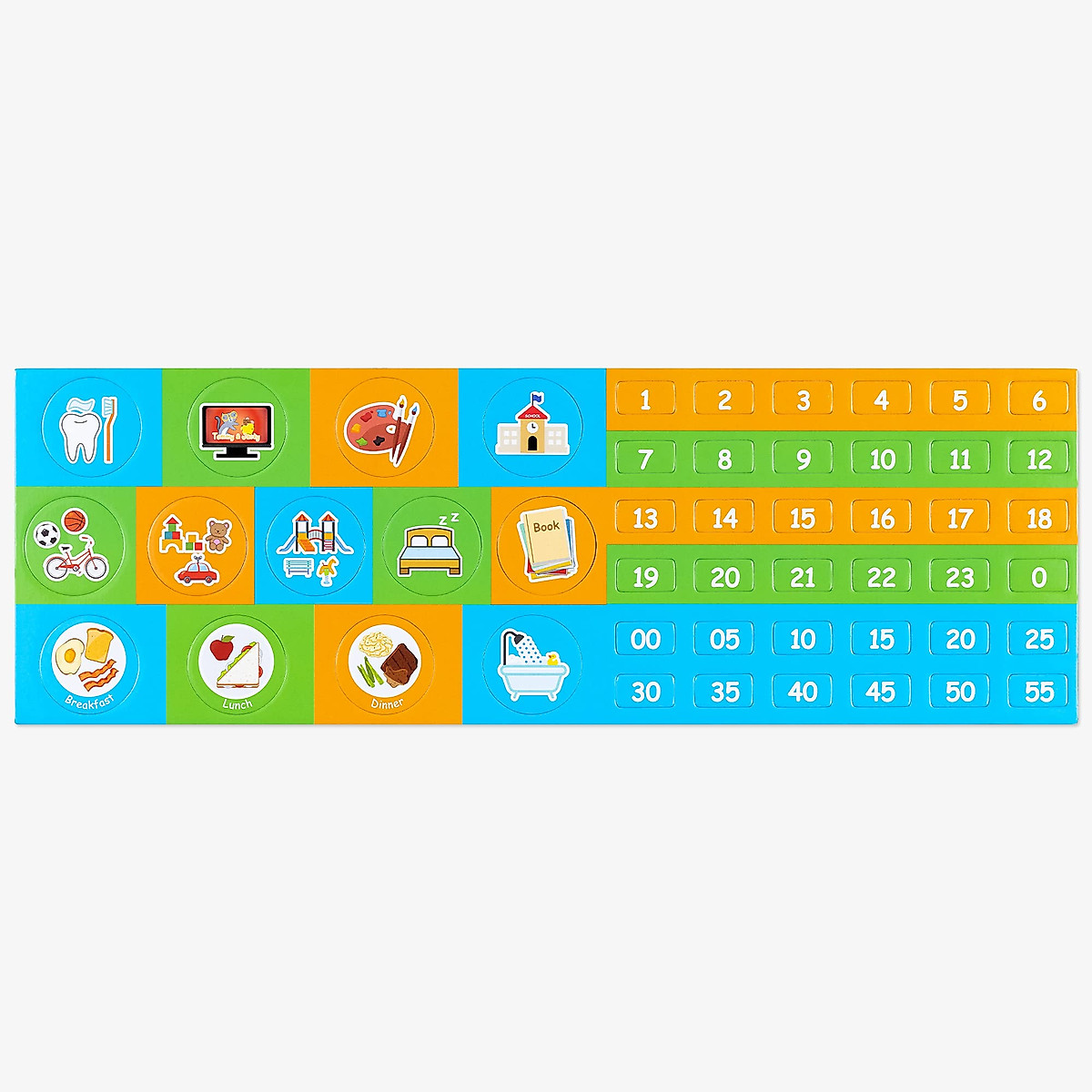 Navaris Kids Magnetic Clock - Early Years Learning - Time Telling and Time of Day Educational Chart for Children - Kids Wall Board - English, Beige