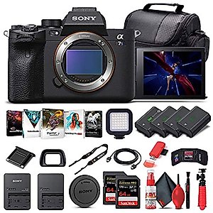 Sony Alpha a7S III Mirrorless Digital Camera (Body Only) (ILCE7SM3/B) + 2 x 64GB Memory Card + 3 x NP-FZ-100 Battery + Corel Photo Software + Case + Card Reader + LED Light + More (Renewed)