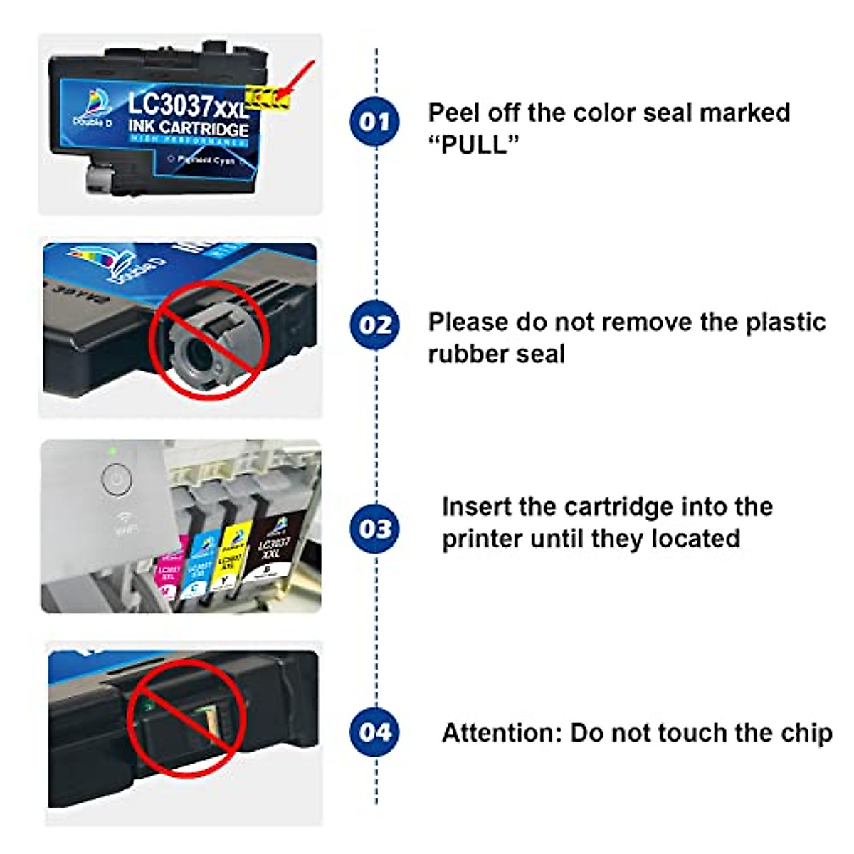 DOUBLE D LC3037 Ink Cartridges Compatible Replacement for Brother LC3037 LC3037XXL LC3039, High Yield use with MFC-J6945DW MFC-J5845DW XL MFC-J5945DW MFC-J6545DW XL (LC3037 2BK/2C/2M/2Y) 8PK