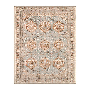 Lahome Vintage Fall Bedroom Rug 8x10 Under Bed, Large 8x10 Rugs for Living Room Machine Washable Area Rugs, Soft Geometric Stain Resistant Non Slip Rug for Dining Room Table Home Office