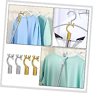 YARNOW 4pcs Clothes Rail Clothes Fork Clothing Hooks Home Goods Stainless Steel Forks Clothesline Outdoor Clothesline Home Stuff Clothes Pole Head Clothes Pole Head Parts Pole Parts Cane