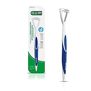 GUM - 760RB Dual Action Tongue Cleaner Brush and Scraper (Colors May Vary)
