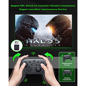 AOJAKI Bluetooth Adapter for PS4 Controller/ PS5 Controller/Switch Pro Controller, Controller Adapter for Switch/Switch Lite/PC/Android TV Box/Tesla/Steam, Compatible with Official PS4 Controller
