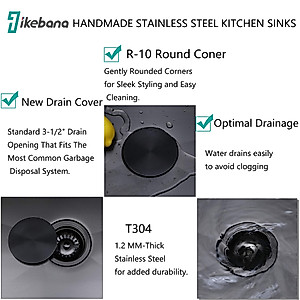 Matte Black Bar Sink 15Inch Stainless Steel Small Wet RV Sink Kitchen Sink 15 x 15 Inches 18 Gauge Single Bowl Workstation Drop in Prep Rv Kitchen Sink With Accessories…