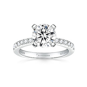 SILVERNANA 1.2 CT Moissanite Engagement Ring for Women Sterling Silver Round Cut Solitaire Moissanite Wedding Promise Ring Size 7.5