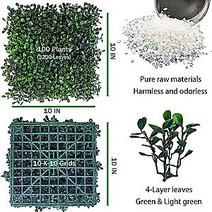 ODTORY Artificial Grass Wall Backdrop Panels,10 X 10 in 12P(8.4 sqft) UV-Anti Greenery Boxwood Panels for Indoor Outdoor Green Wall Decor & Ivy Fence Covering Privacy