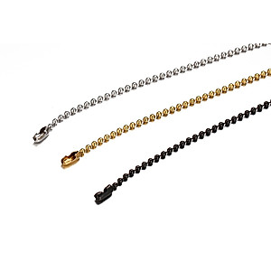 SINLEO Titanium Stainless Steel 2.4MM Small Beads Ball Chain Necklace for Men Women Black 3MM 36 Inches