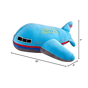 zhidiloveyou 15.7" Airplane Plush Blue Stuffed Plane Toy Aircraft Hug Pillow Gifts for Kids