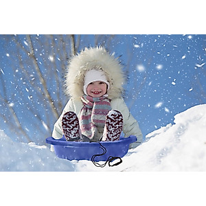 Superio Toboggan Snow Sled for Kids and Adults, 37" Plastic Sled with Pull Ropes (Blue)