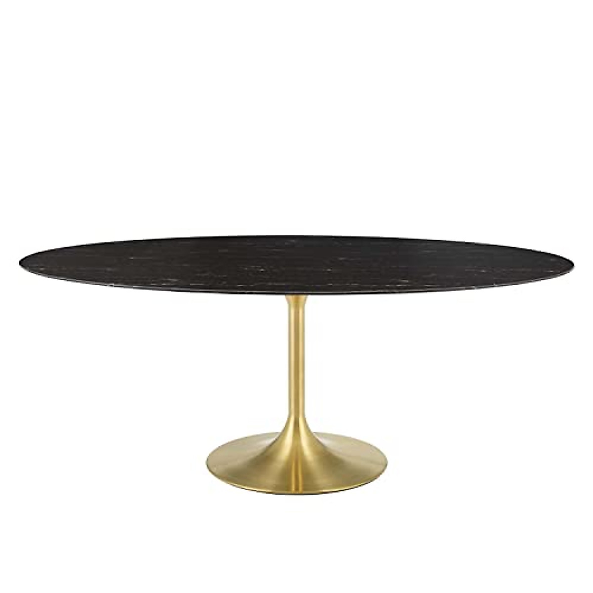 Modway Lippa Oval Artificial Marble 78" Dining Table, Gold Black