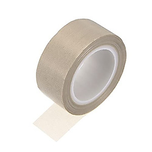 HARFINGTON Fabric PTFE Tape Roll, 1" x 33 ft High Temperature PTFE Adhesive Tape 0.13mm Thickness for Vacuum Sealer Machine Hand Impulse Sealers, Light Brown