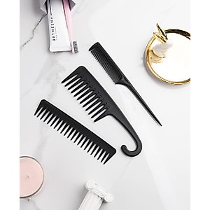 5 Pcs Hair Comb Set, Wide Tooth Detangling Comb,Large Shower Comb with Hook，Fine Tooth Rat Tail Comb Professional Styling, No Handle Women Brush For Curly, Wet, Dry, Long and Thick Hair.